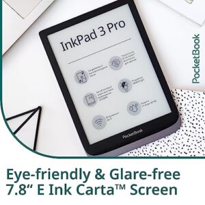 PocketBook InkPad 3 Pro | E-Reader IPX8 Waterproof | Large 7.8ʺ Glare-Free & Eye-Friendly E-Ink Screen | Text-to-Speech Function | Audio Output & Bluetooth | Audiobook & E-Book Reader | SMARTlight