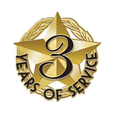 Crown Awards 1" x1" 3 Year of Service Recognition Lapel Pins, Star-Shaped 3 Year of Service Gold Lapel Pins 30 Pack Prime