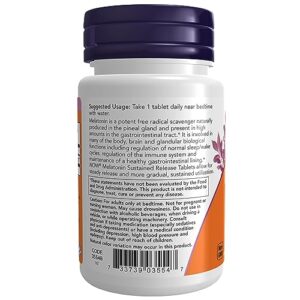 NOW Supplements, Melatonin 5 mg, Sustained Release, Formulated for a 4-Hour Release Period, 120 Tablets