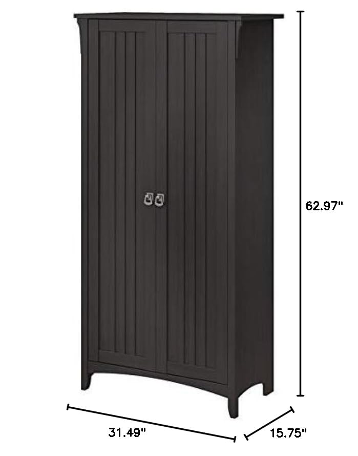 Bush Furniture Salinas Bathroom Storage Cabinet with Doors, Vintage Black