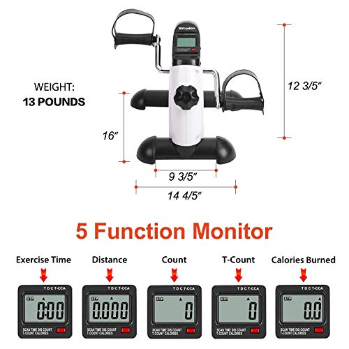 Under Desk Bike Pedal Exerciser Portable Home Exercise Bike Pedal Exerciser Foot Peddler Portable Therapy Bicycle Leg Peddler Portable Mini Cycle Bike for Hands Arm Trainer