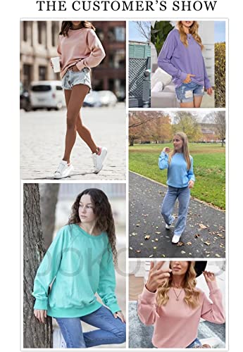 Dokotoo Womens Fashion Classic Loose Fit Ribbed Raglan Long Sleeve Crewneck Casual Solid Sweatshirts Winter Tops Blouses T Shirts Pullovers Plus Size Outerwear Green XX-Large