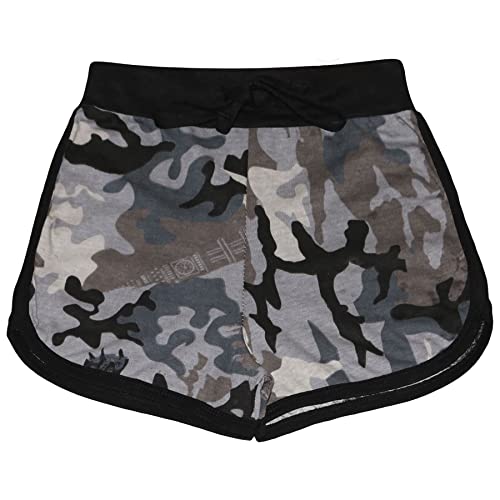 Kids Girls Shorts 100% Cotton Gym Sports Camouflage Charcoal Summer Hot Pants