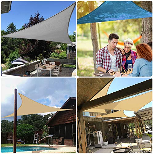 BOJEDA Triangle Sun Shade Sail Waterproof and UV Block for Outdoor Facility and Activities Perfect for Outdoor Patio Garden Oxford Cloth Sunshade sail (12 * 12 * 12 ft, Grey)