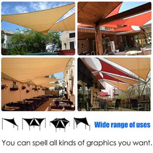 BOJEDA Triangle Sun Shade Sail Waterproof and UV Block for Outdoor Facility and Activities Perfect for Outdoor Patio Garden Oxford Cloth Sunshade sail (12 * 12 * 12 ft, Grey)