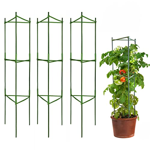 Derlights Tomato Cages Deformable Plant Supports, 3Pack Plant Cages Tomato Stakes Garden Cages, Multi-Functional Tomato Trellis for Climbing Vegetables with 9Pcs Clips