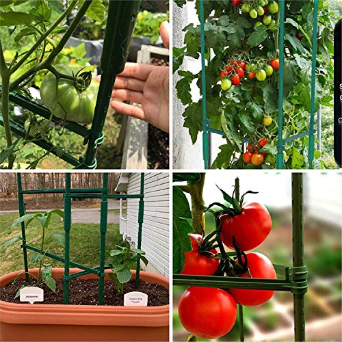 Derlights Tomato Cages Deformable Plant Supports, 3Pack Plant Cages Tomato Stakes Garden Cages, Multi-Functional Tomato Trellis for Climbing Vegetables with 9Pcs Clips