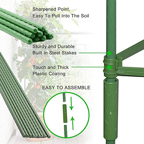 Derlights Tomato Cages Deformable Plant Supports, 3Pack Plant Cages Tomato Stakes Garden Cages, Multi-Functional Tomato Trellis for Climbing Vegetables with 9Pcs Clips