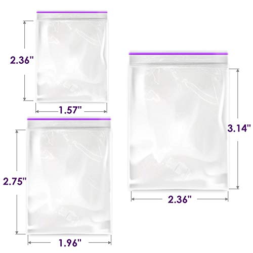 300 Pcs Small Bags for Jewelry - 2 Mil Clear Reclosable Poly Zipper Bags Sizes 1.5" x 2.3", 2" x 2.7", 2.4" x 3" for Pills, Vitamins