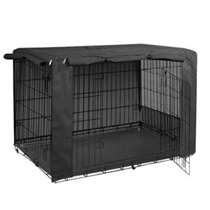 hicaptain folding metal dog crate for cover 42 inch wire pet cage (black)