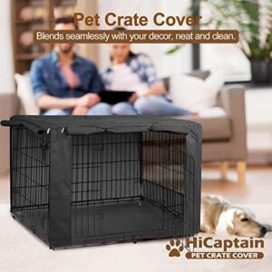 HiCaptain Folding Metal Dog Crate for Cover 42 Inch Wire Pet Cage (Black)