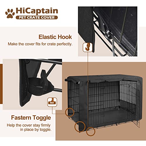 HiCaptain Folding Metal Dog Crate for Cover 42 Inch Wire Pet Cage (Black)