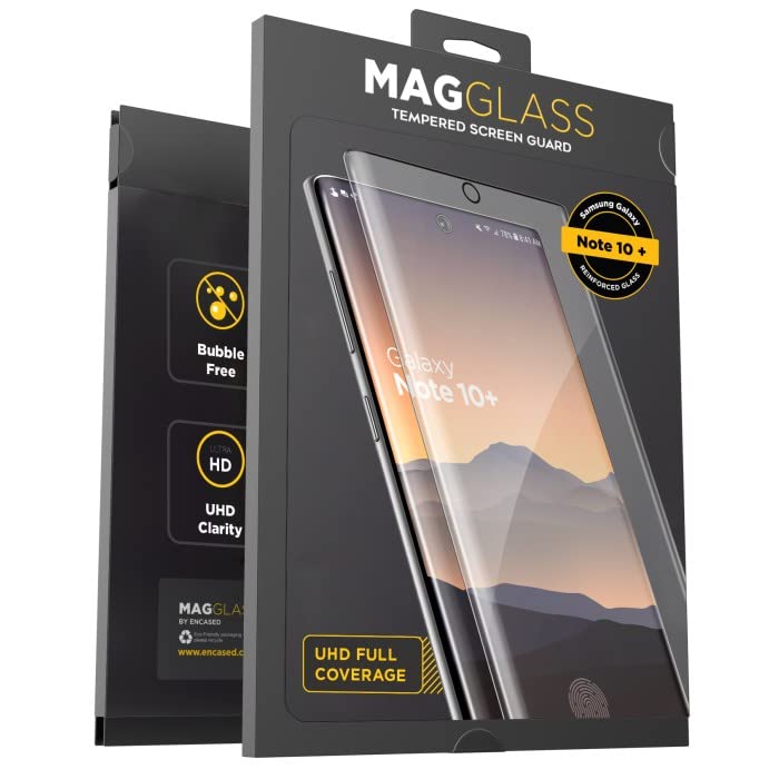 magglass Galaxy Note 10 Plus Tempered Glass Screen Protector Anti Bubble UHD Clear Full Coverage Resistant Screen Guard for Samsung Note 10+ (Case Friendly)