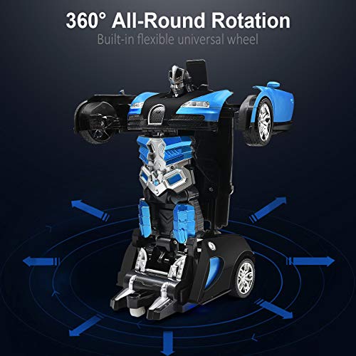 Trimnpy RC Cars Robot for Kids Remote Control Car Transformrobot Gesture Sensing Toys with One-Button Deformation and 360°Rotating Drifting 1:14 Scale , Best Gift for Boys and Girls (Blue)