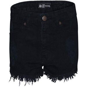 kids girls denim bermuda skinny ripped - shorts denim s03 jet black_5-6