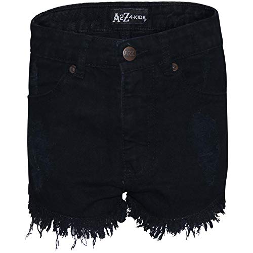 Kids Girls Denim Bermuda Skinny Ripped - Shorts Denim S03 Jet Black_5-6