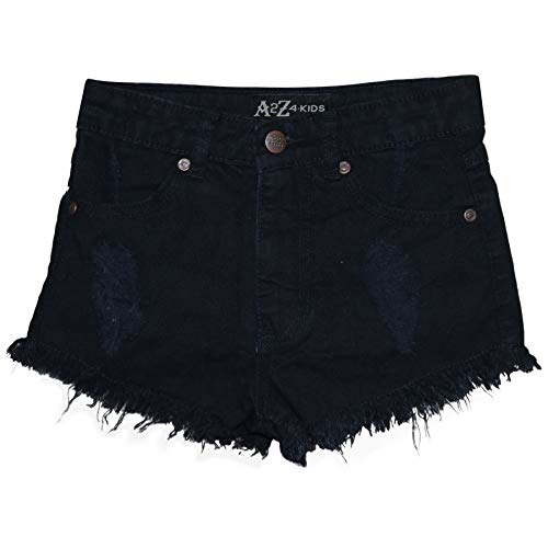 Kids Girls Denim Bermuda Skinny Ripped - Shorts Denim S03 Jet Black_5-6