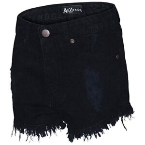 Kids Girls Denim Bermuda Skinny Ripped - Shorts Denim S03 Jet Black_5-6