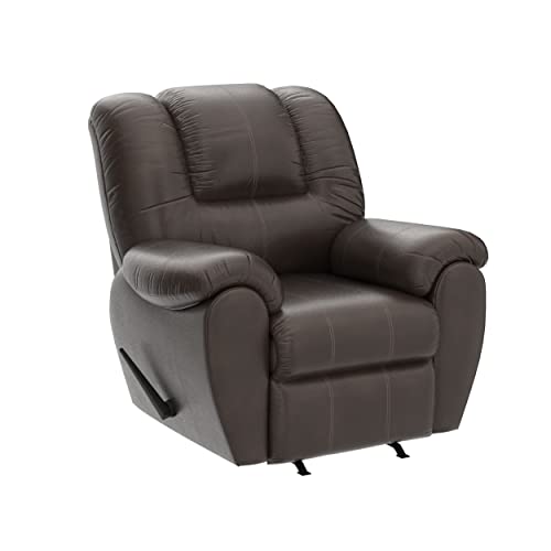 Signature Design by Ashley McGann Modern Faux Leather Manual Pull Rocker Recliner, Brown