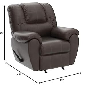 Signature Design by Ashley McGann Modern Faux Leather Manual Pull Rocker Recliner, Brown