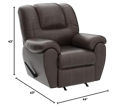 Signature Design by Ashley McGann Modern Faux Leather Manual Pull Rocker Recliner, Brown