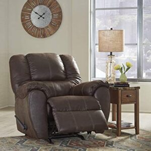 Signature Design by Ashley McGann Modern Faux Leather Manual Pull Rocker Recliner, Brown