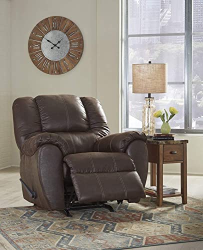 Signature Design by Ashley McGann Modern Faux Leather Manual Pull Rocker Recliner, Brown