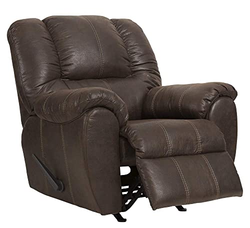 Signature Design by Ashley McGann Modern Faux Leather Manual Pull Rocker Recliner, Brown