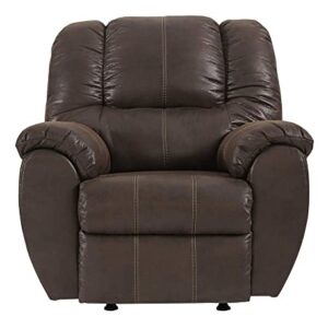 Signature Design by Ashley McGann Modern Faux Leather Manual Pull Rocker Recliner, Brown