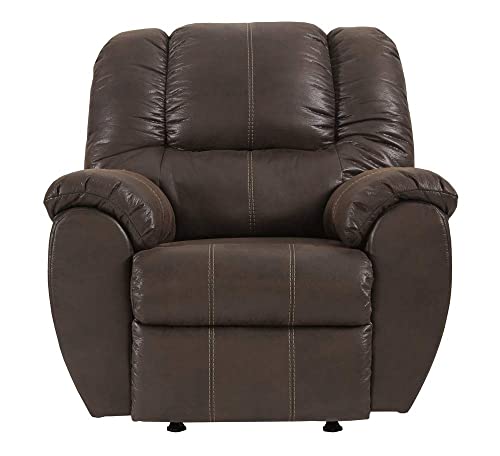 Signature Design by Ashley McGann Modern Faux Leather Manual Pull Rocker Recliner, Brown