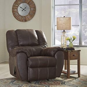 Signature Design by Ashley McGann Modern Faux Leather Manual Pull Rocker Recliner, Brown