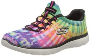 skechers women's summits-looking groovy sneaker, black/multi, 8.5 m us