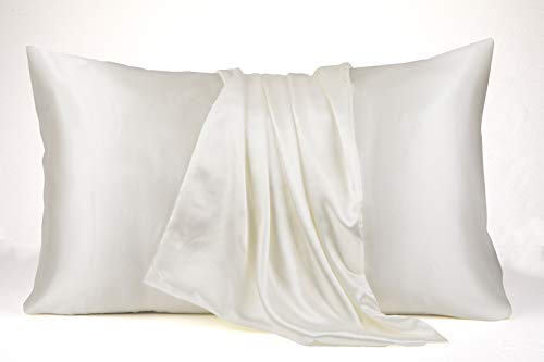 Lanest Housing Satin-Silk Pillowcase King, White Satin Pillowcase for Hair and Skin, Breathable, Super Soft, Cooling Pillow case King Size, Ivory White