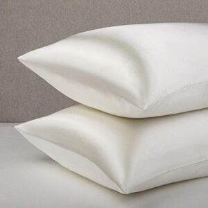 Lanest Housing Satin-Silk Pillowcase King, White Satin Pillowcase for Hair and Skin, Breathable, Super Soft, Cooling Pillow case King Size, Ivory White