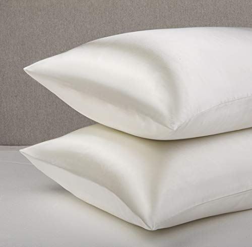 Lanest Housing Satin-Silk Pillowcase King, White Satin Pillowcase for Hair and Skin, Breathable, Super Soft, Cooling Pillow case King Size, Ivory White