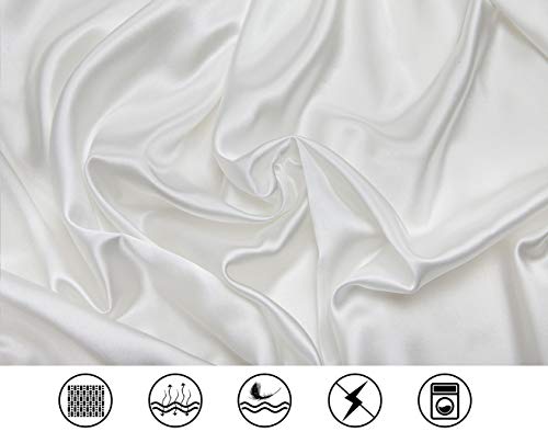 Lanest Housing Satin-Silk Pillowcase King, White Satin Pillowcase for Hair and Skin, Breathable, Super Soft, Cooling Pillow case King Size, Ivory White