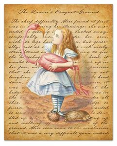 alice in wonderland prints - 8x10 unframed wall art print poster - perfect alice in wonderland gifts and decorations (the queen's croquet)