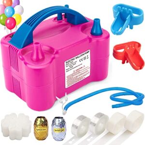 balloon pump, portable dual nozzle ballon inflator pump for balloons 110v 600w electric air pump blower, balloon arch kit &balloon garland kit, balloons for parties/helium tank/birthday balloons set