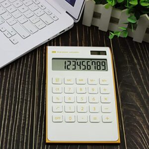 Dual Powered Calculator,Ultra Thin Solar Power Calculator for Home Office Desktop Calculator Tilted LCD Display Business Slim Desk Calculator(White)