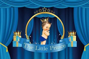 baocicco 5x3ft polyester backdrop royal baby shower backdrop welcome the little prince royal blue curtains golden crown banner photography background royal celebration welcome little prince party