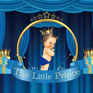 Baocicco 5x3ft Polyester Backdrop Royal Baby Shower Backdrop Welcome The Little Prince Royal Blue Curtains Golden Crown Banner Photography Background Royal Celebration Welcome Little Prince Party