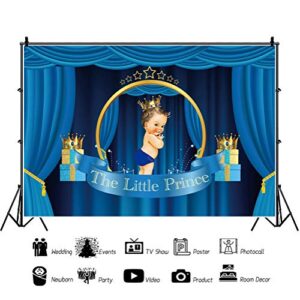 Baocicco 5x3ft Polyester Backdrop Royal Baby Shower Backdrop Welcome The Little Prince Royal Blue Curtains Golden Crown Banner Photography Background Royal Celebration Welcome Little Prince Party