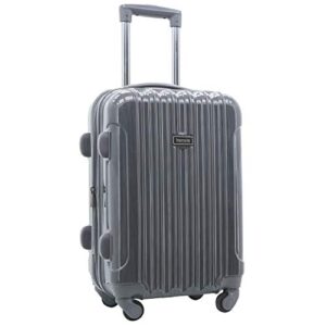 kensie Women's Alma Hardside Spinner Luggage, Expandable, Gun Metal, Carry-On 20-Inch