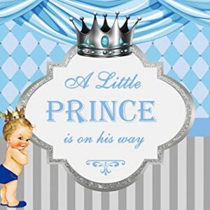 Baocicco 5x3ft Polyester Backdrop Royal Blue Prince Baby Shower Backdrop Crown Blue Curtains A Little Prince is on His Way Photography Background Royal Celebration Little Prince Portrait