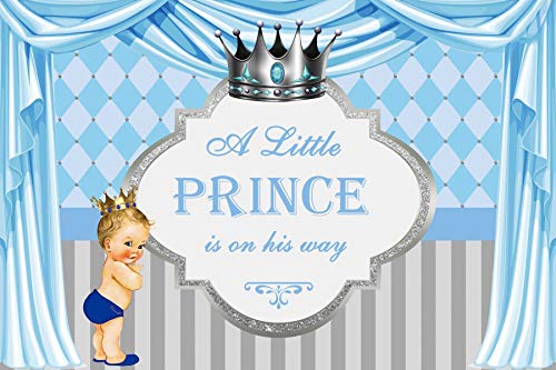 Baocicco 5x3ft Polyester Backdrop Royal Blue Prince Baby Shower Backdrop Crown Blue Curtains A Little Prince is on His Way Photography Background Royal Celebration Little Prince Portrait