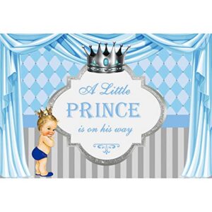 Baocicco 5x3ft Polyester Backdrop Royal Blue Prince Baby Shower Backdrop Crown Blue Curtains A Little Prince is on His Way Photography Background Royal Celebration Little Prince Portrait