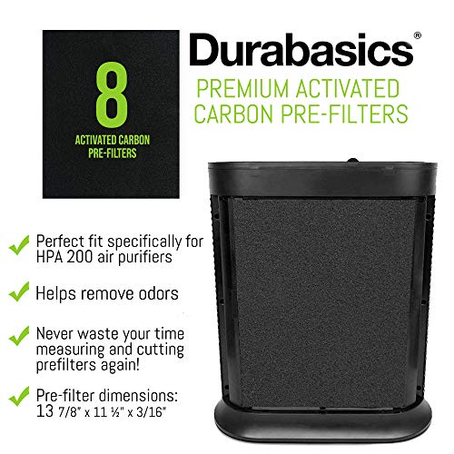 Durabasics 8 Pack Replacement Prefilter for Honeywell HPA200 | Carbon Pre Filter Replacements for Honeywell Prefilter A, Honeywell Air Filter A, HRF AP1, HRF-A200, and HPA200 Honeywell Filters