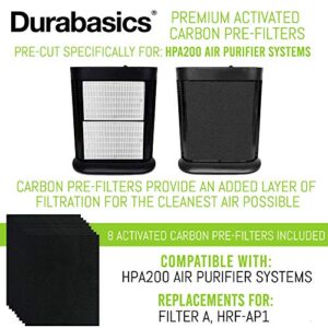 Durabasics 8 Pack Replacement Prefilter for Honeywell HPA200 | Carbon Pre Filter Replacements for Honeywell Prefilter A, Honeywell Air Filter A, HRF AP1, HRF-A200, and HPA200 Honeywell Filters