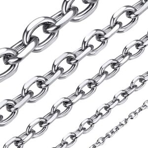 stainless steel cable link chain necklace for women men jewelry gift 3mm sturdy strong rolo chain necklaces, 18 inch