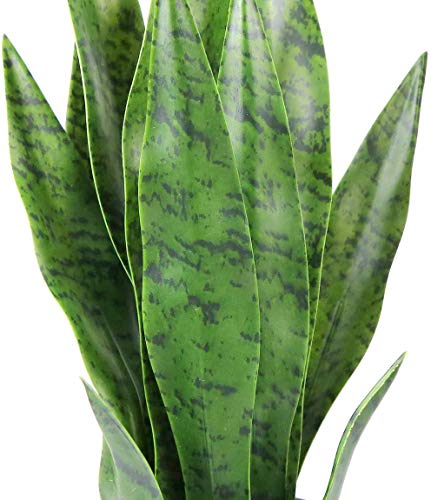 Bird Fiy Artificial Snake Plant Faux Agave Fake Sansevieria Artificial Potted Plants for Indoor and Outdoor Home Office Decor (Green, 16)